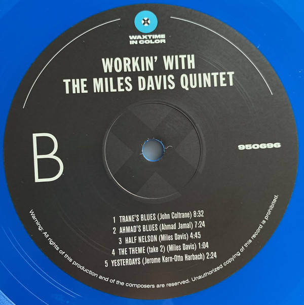 Workin’ With The Miles Davis Quintet (180g) blue vinyl WaxTime In Color ...